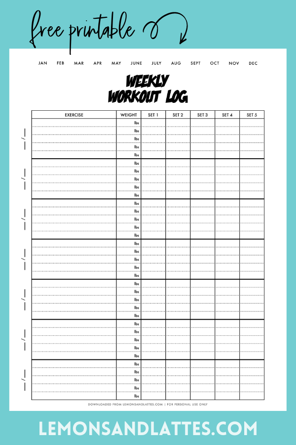 Free Printable Exercise Log And Workout Trackers