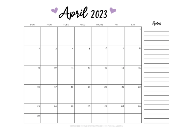 72 Simple and Cute April Calendar Printables