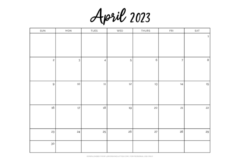 72 Simple and Cute April Calendar Printables