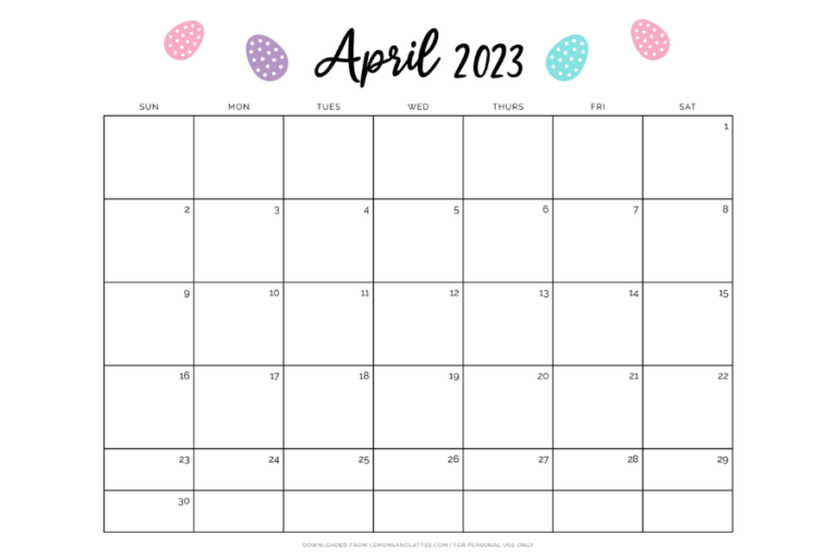72 Simple and Cute April Calendar Printables