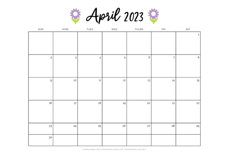 72 Simple and Cute April Calendar Printables