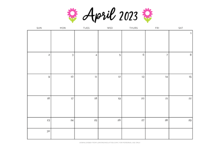 72 Simple and Cute April Calendar Printables