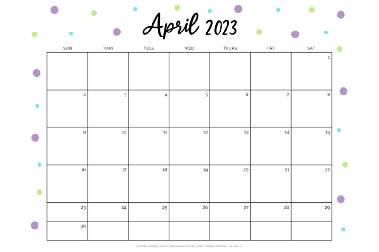 72 Simple and Cute April Calendar Printables