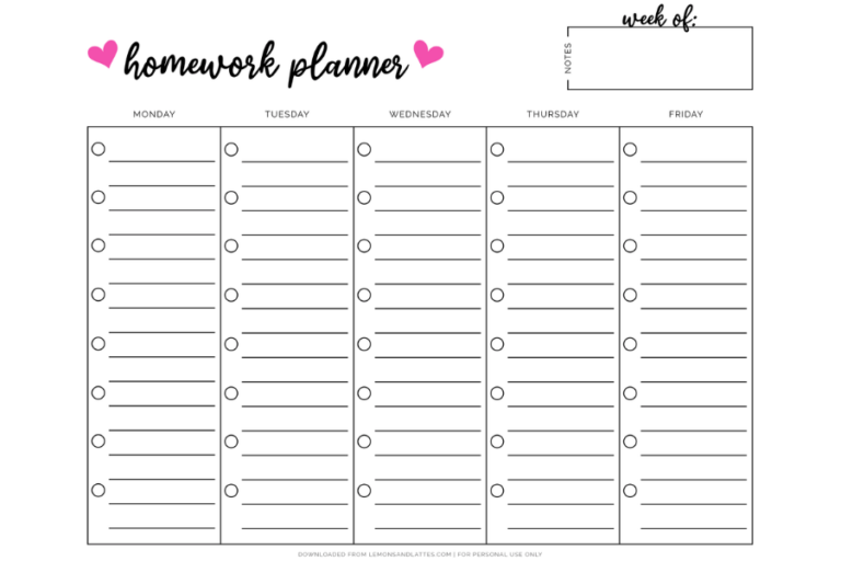Printable Homework Planners to Help Students Get Organized