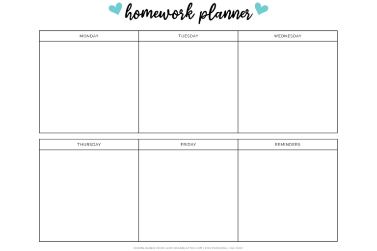 Printable Homework Planners to Help Students Get Organized