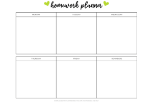 Free Printable Homework Planers