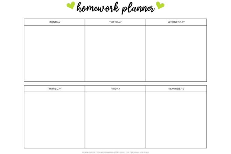 Printable Homework Planners to Help Students Get Organized