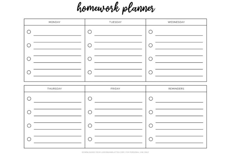 Printable Homework Planners to Help Students Get Organized