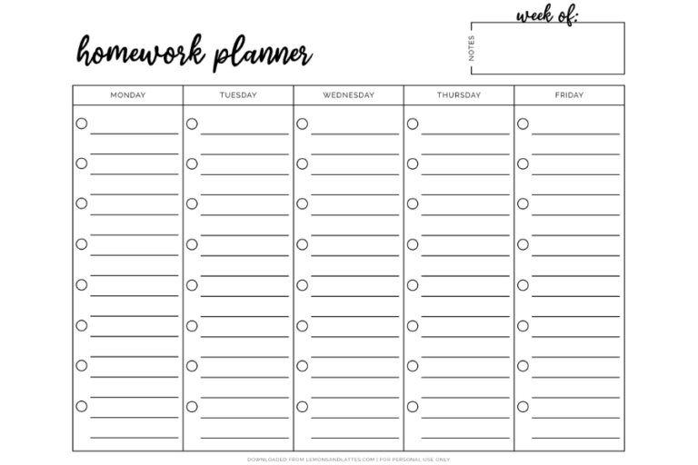 Printable Homework Planners to Help Students Get Organized