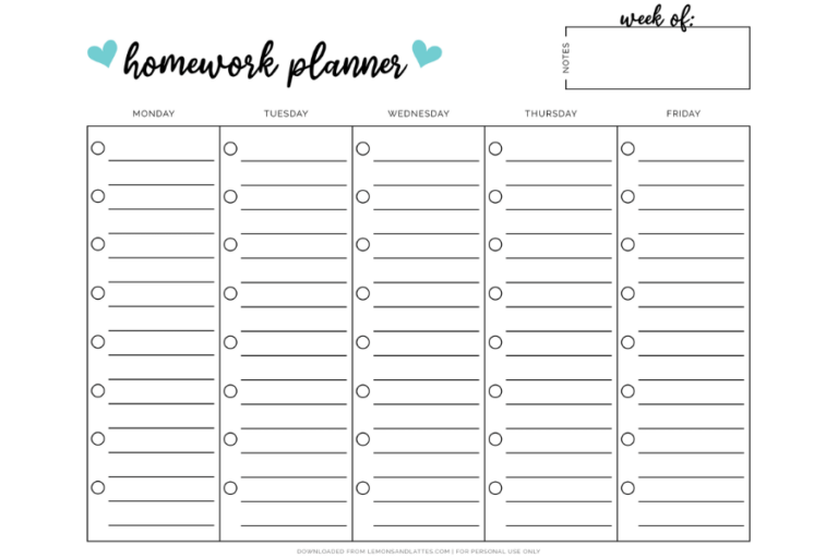 Printable Homework Planners to Help Students Get Organized