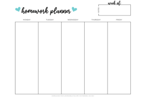 Free Printable Homework Planers