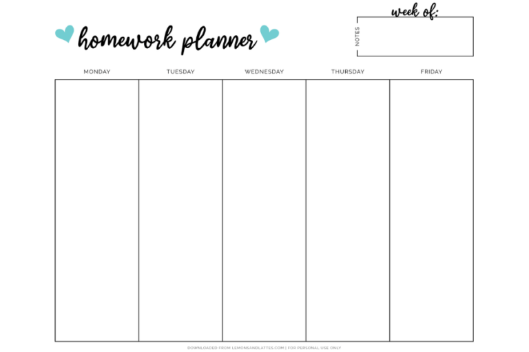 Printable Homework Planners to Help Students Get Organized