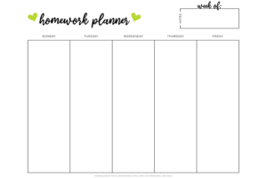 Printable Homework Planners to Help Students Get Organized