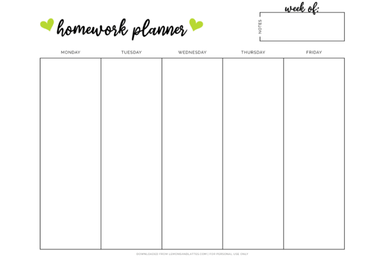 Printable Homework Planners to Help Students Get Organized