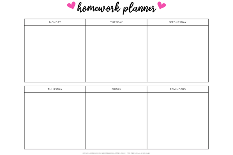 Printable Homework Planners to Help Students Get Organized
