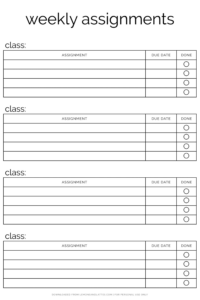 Printable Homework Planners to Help Students Get Organized