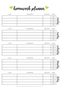 Printable Homework Planners to Help Students Get Organized