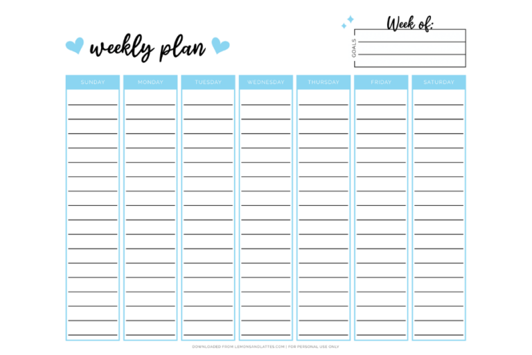 Girly and Cute Weekly Planner Printables