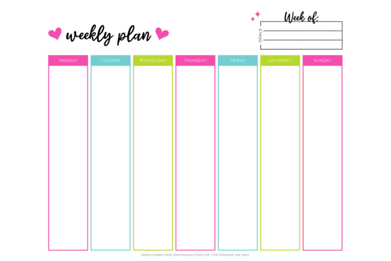 Girly and Cute Weekly Planner Printables