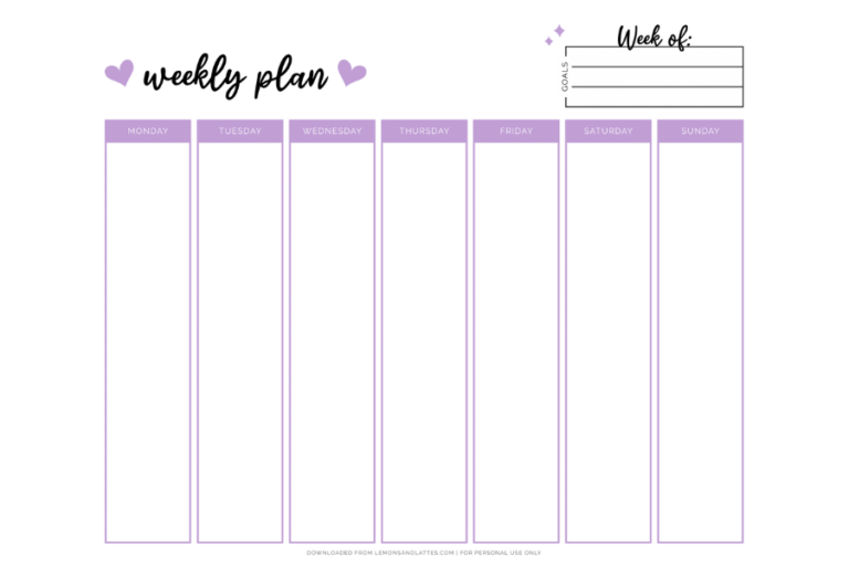 Girly and Cute Weekly Planner Printables