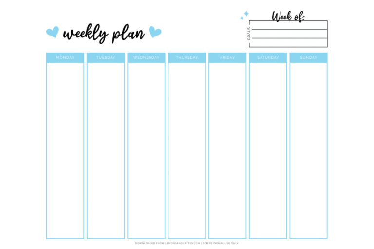 Girly and Cute Weekly Planner Printables