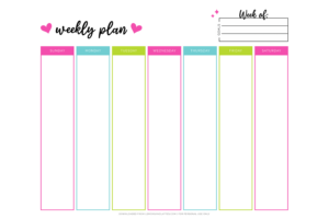 Girly and Cute Weekly Planner Printables