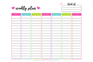 Girly and Cute Weekly Planner Printables