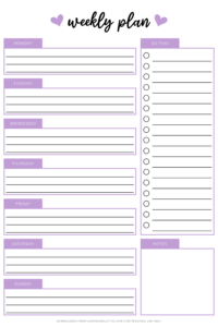 Girly and Cute Weekly Planner Printables