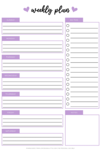 Girly and Cute Weekly Planner Printables