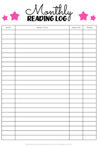 Cute Monthly Reading Logs (Free Printables)