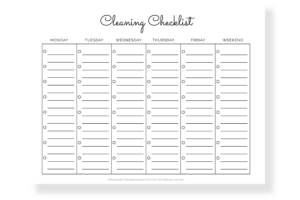 Blank Printable House Cleaning Checklists