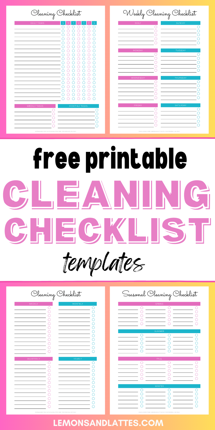 Blank Printable House Cleaning Checklists