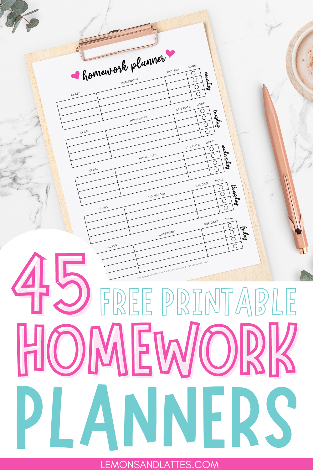Printable Homework Planners to Help Students Get Organized