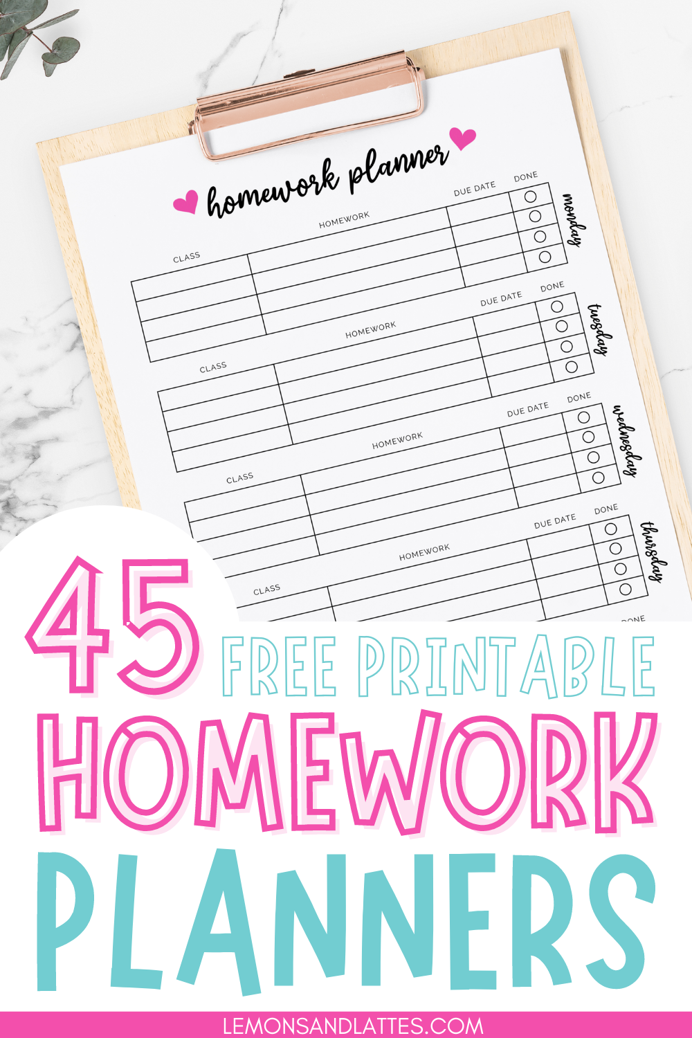 Printable Homework Planners to Help Students Get Organized