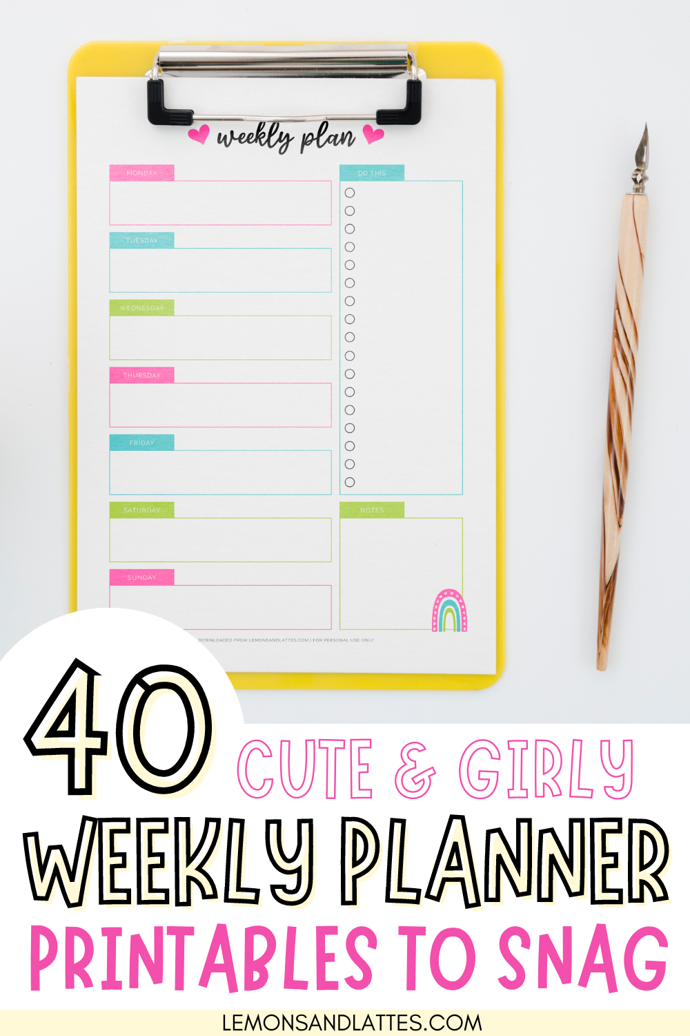 Girly and Cute Weekly Planner Printables