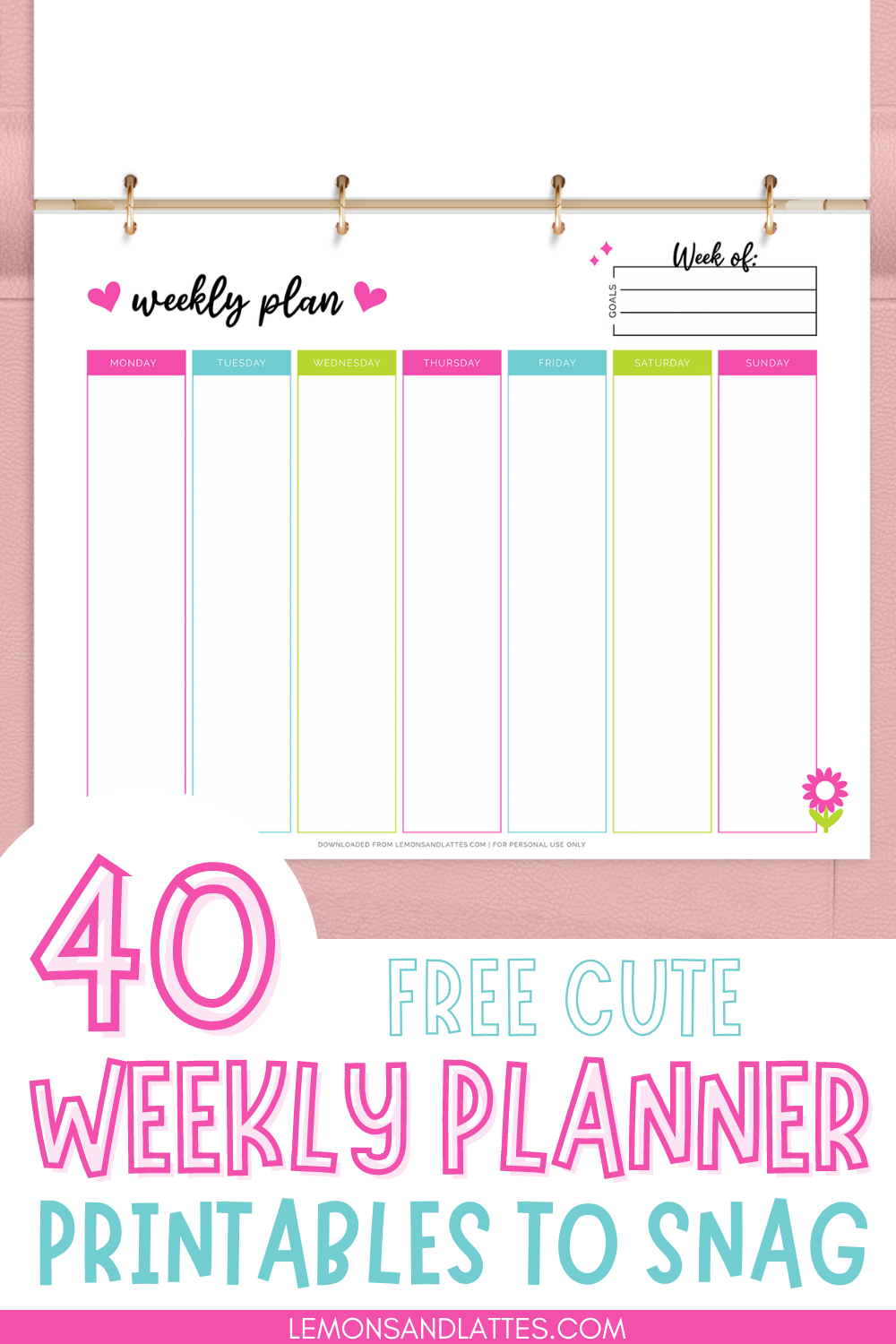 Girly and Cute Weekly Planner Printables
