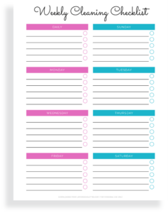 Blank Printable House Cleaning Checklists