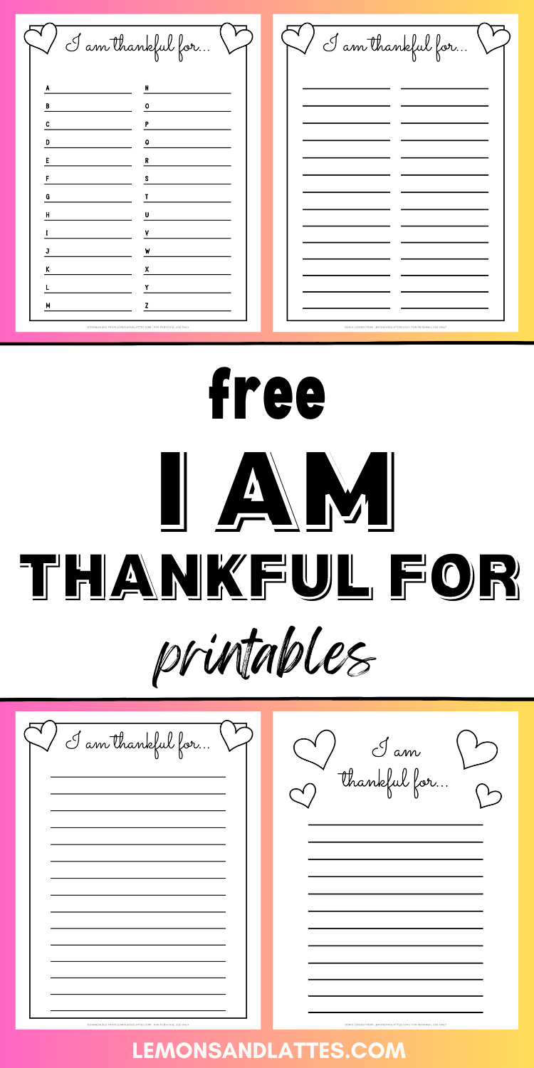 I Am Thankful for Printables