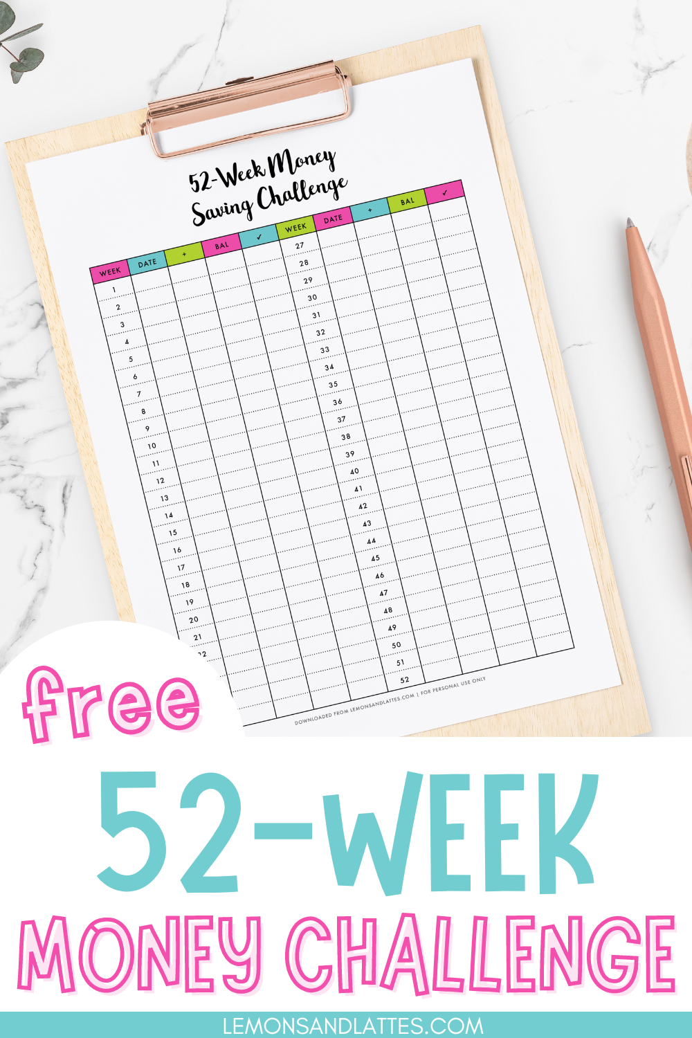 52-Week Money Challenge Printables to Save More in 2026