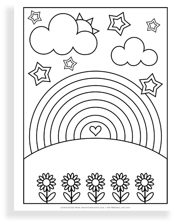 Colorable Rainbows: 100 Free Printable Rainbow Coloring Pages