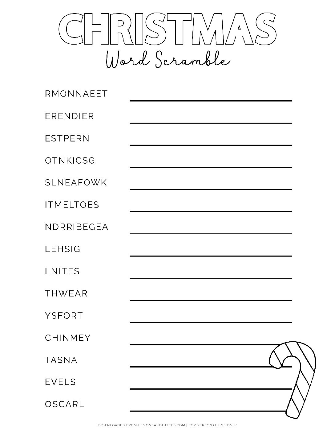 christmas-word-scramble-worksheet1 - Lemons and Lattes