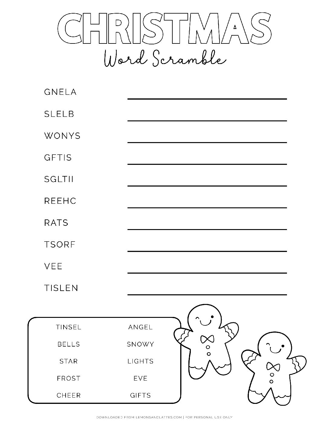 christmas-word-scramble-worksheet3 - Lemons and Lattes