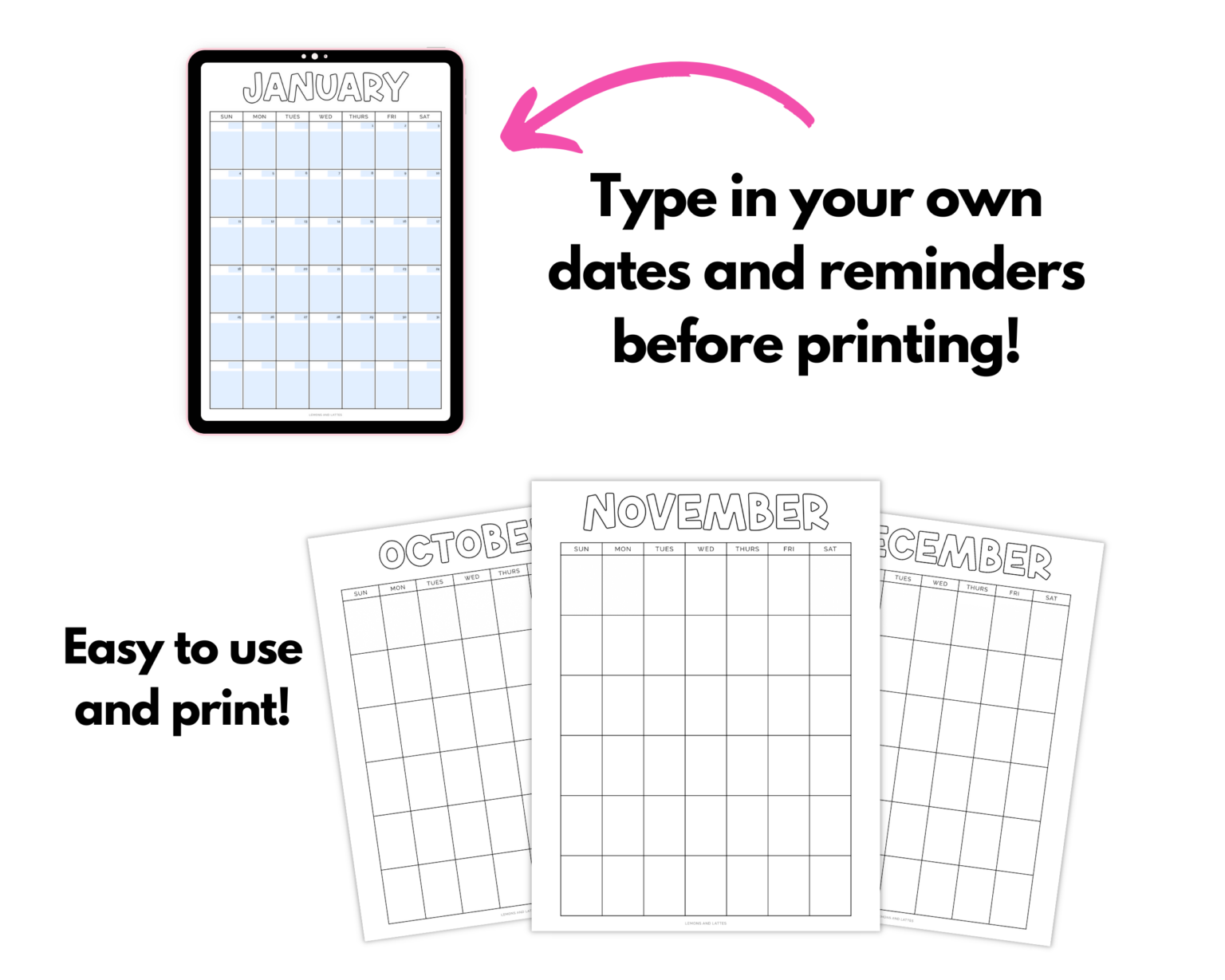 Printable Blank Calendar Templates (Undated and Empty)