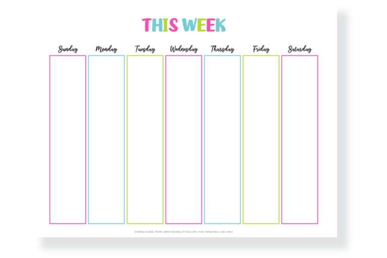 Blank Weekly Calendar Printables