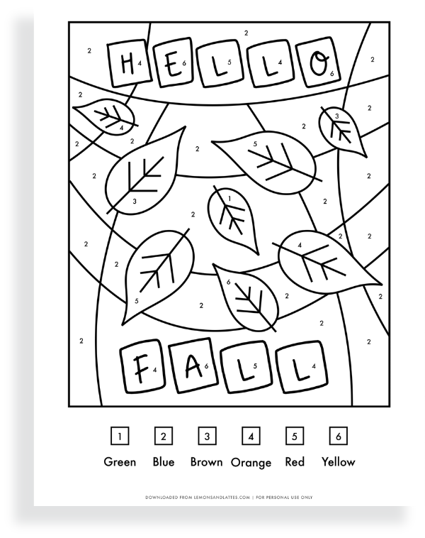 Free Printable Fall Color By Number Sheets Free Coloring Sheet