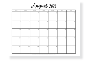 52 Simple and Cute August Calendar Printables 2023