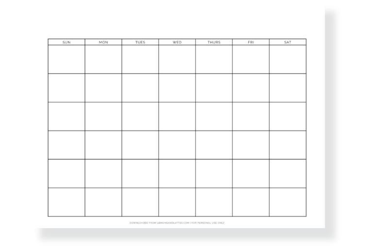 Printable Blank Calendar Templates (Undated and Empty)