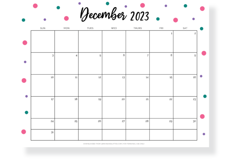 52 Simple and Cute December Calendar Printables 2023