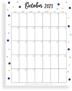 52 Simple and Cute October Calendar Printables 2023