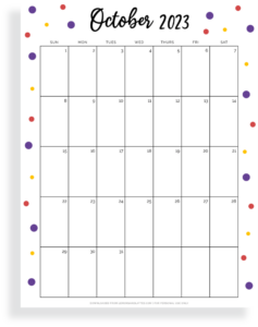 52 Simple and Cute October Calendar Printables 2023